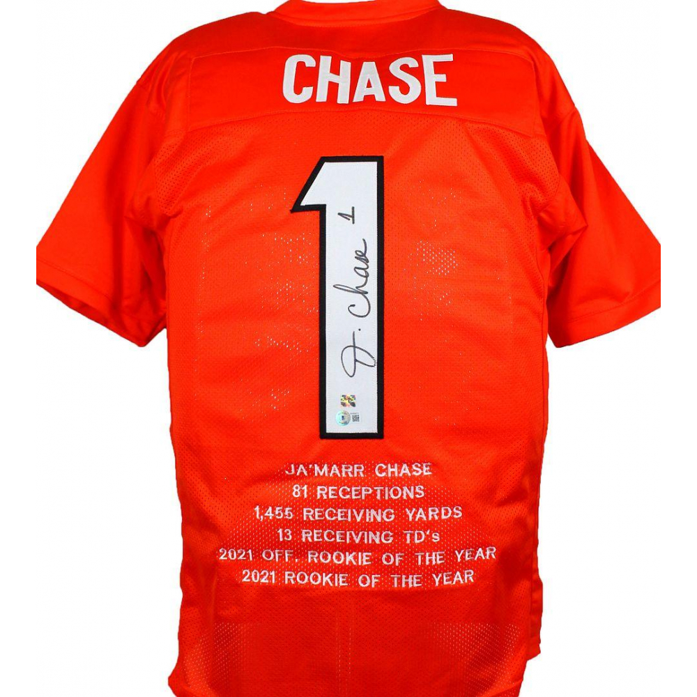 Ja'Marr Chase Signed Career Highlight Stat Jersey (Beckett & Chase ...