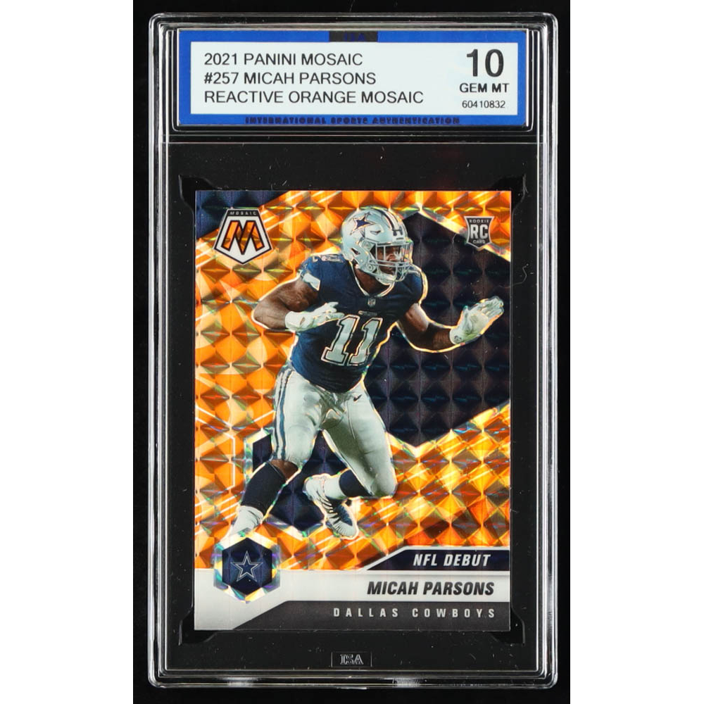 Micah Parsons 2021 Panini Mosaic Mosaic Reactive Orange #257 DEB RC (ISA 10) | Pristine Auction