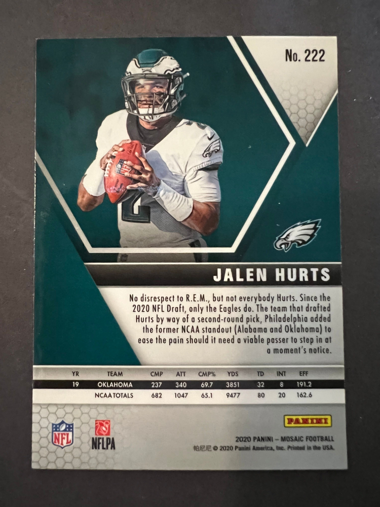 Jalen Hurts 2020 Panini Mosaic #222 RC | Pristine Auction