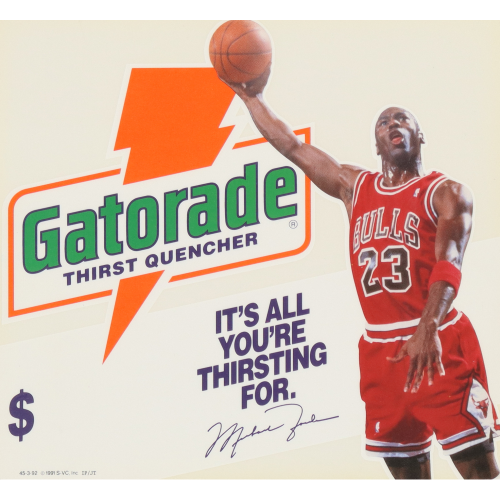 Michael Jordan 1991 Gatorade Unused Store Window Decal | Pristine Auction