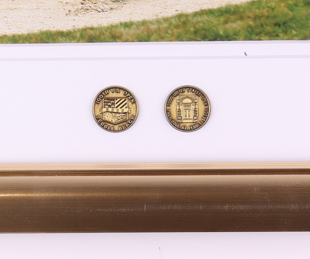 Tiger Woods 2000 U.S. Open Custom Framed Photo with Set of (2) Pebble ...