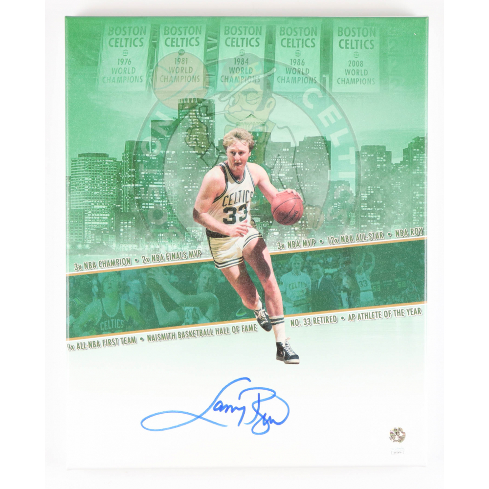 Larry Bird Signed Celtics 16x20 Print on Canvas (JSA & Bird) | Pristine ...