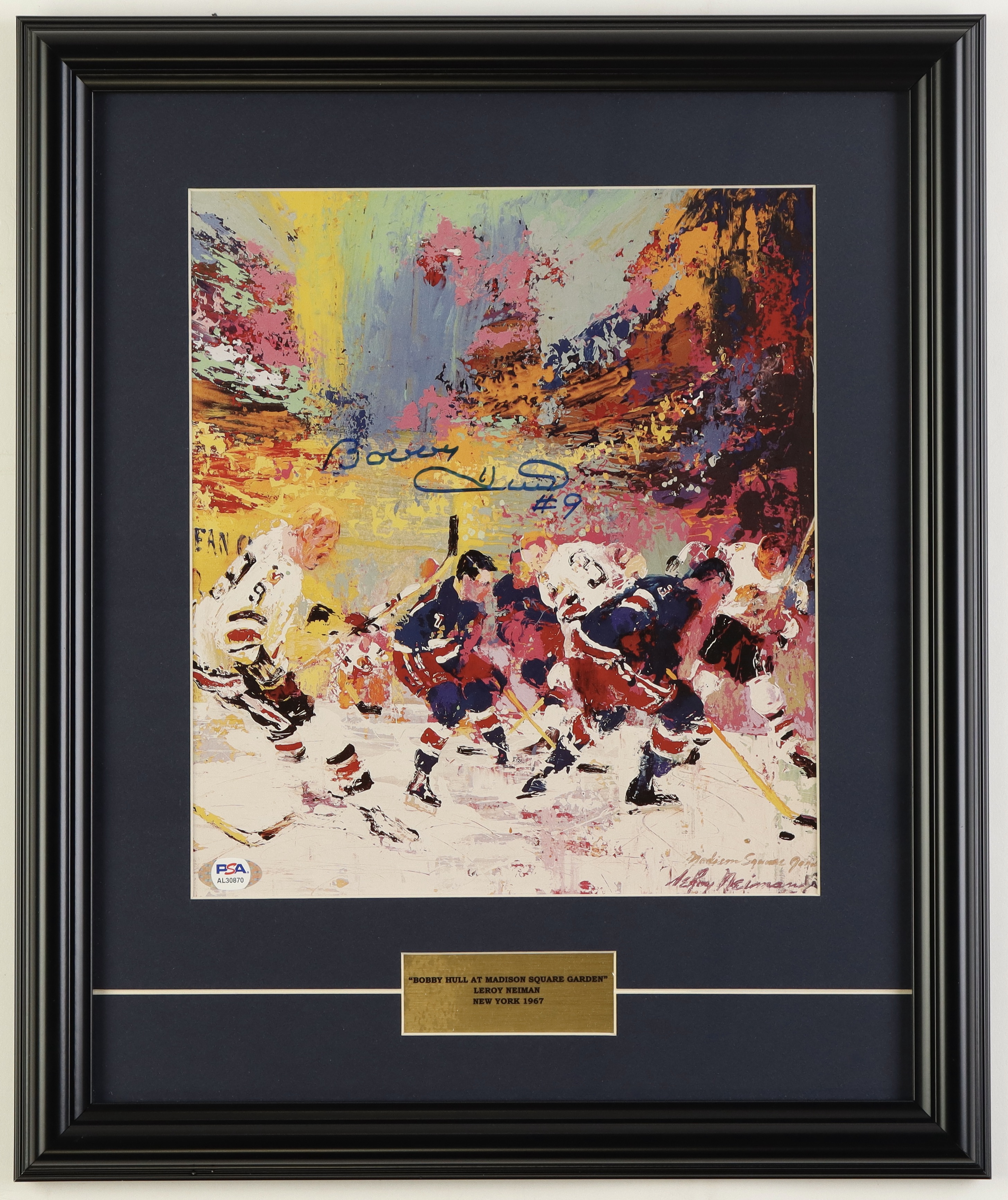 Bobby Hull Signed Black Hawks Custom Framed Leroy Neiman Art Print (PSA ...