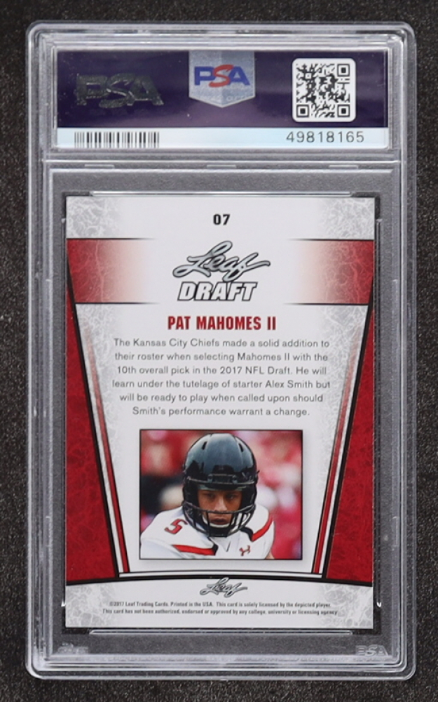 Patrick Mahomes 2017 Leaf Special Release Draft Silver #07 (PSA 10 ...