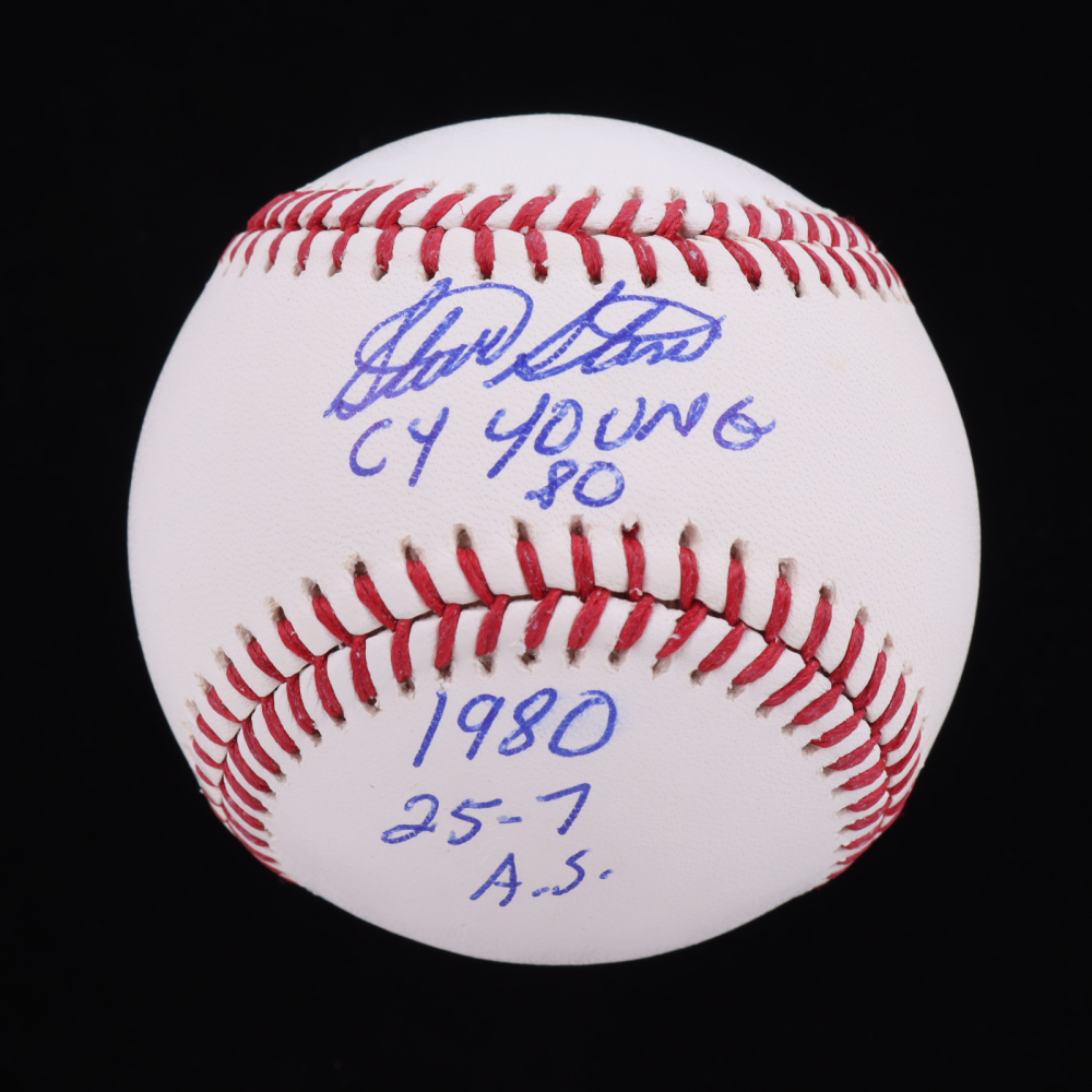 Steve Stone Signed OML Baseball Inscribed "Cy Young 80", "25-7" & "1980 ...