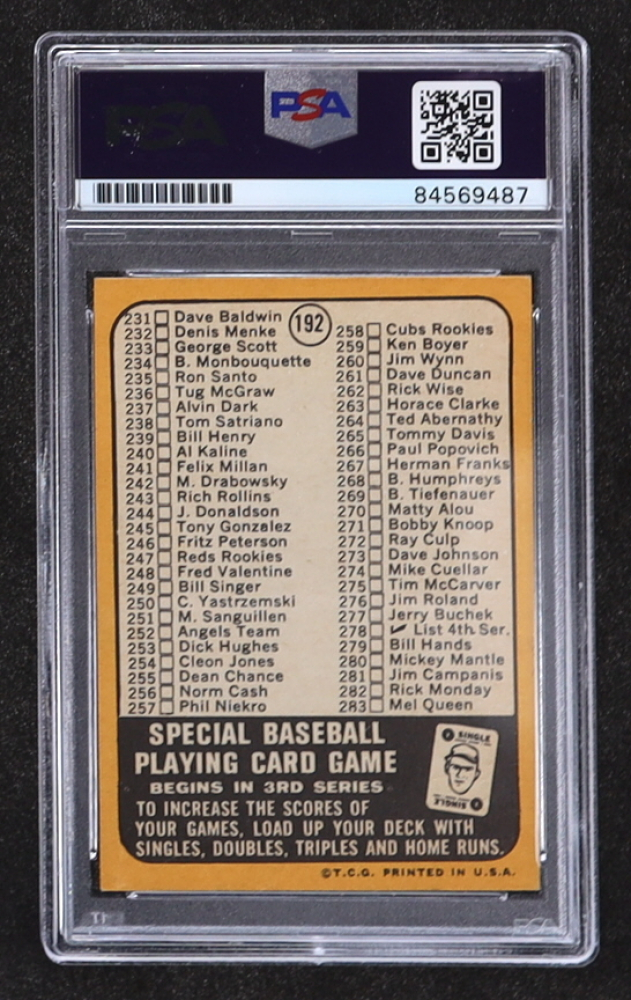 Carl Yastrzemski Signed 1968 Topps #192B Checklist 3 Special Baseball ...