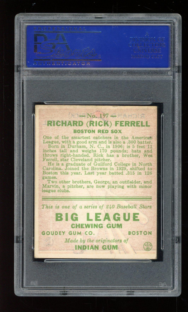 Rick Ferrell 1933 Goudey #197 (PSA 7) (MC) | Pristine Auction