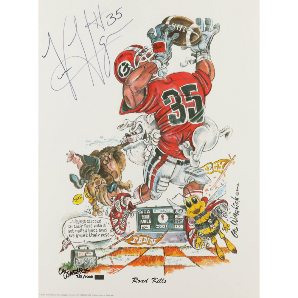 Verron Haynes Signed Le Gerogia Bulldogs 18x24 Print Palm Beach