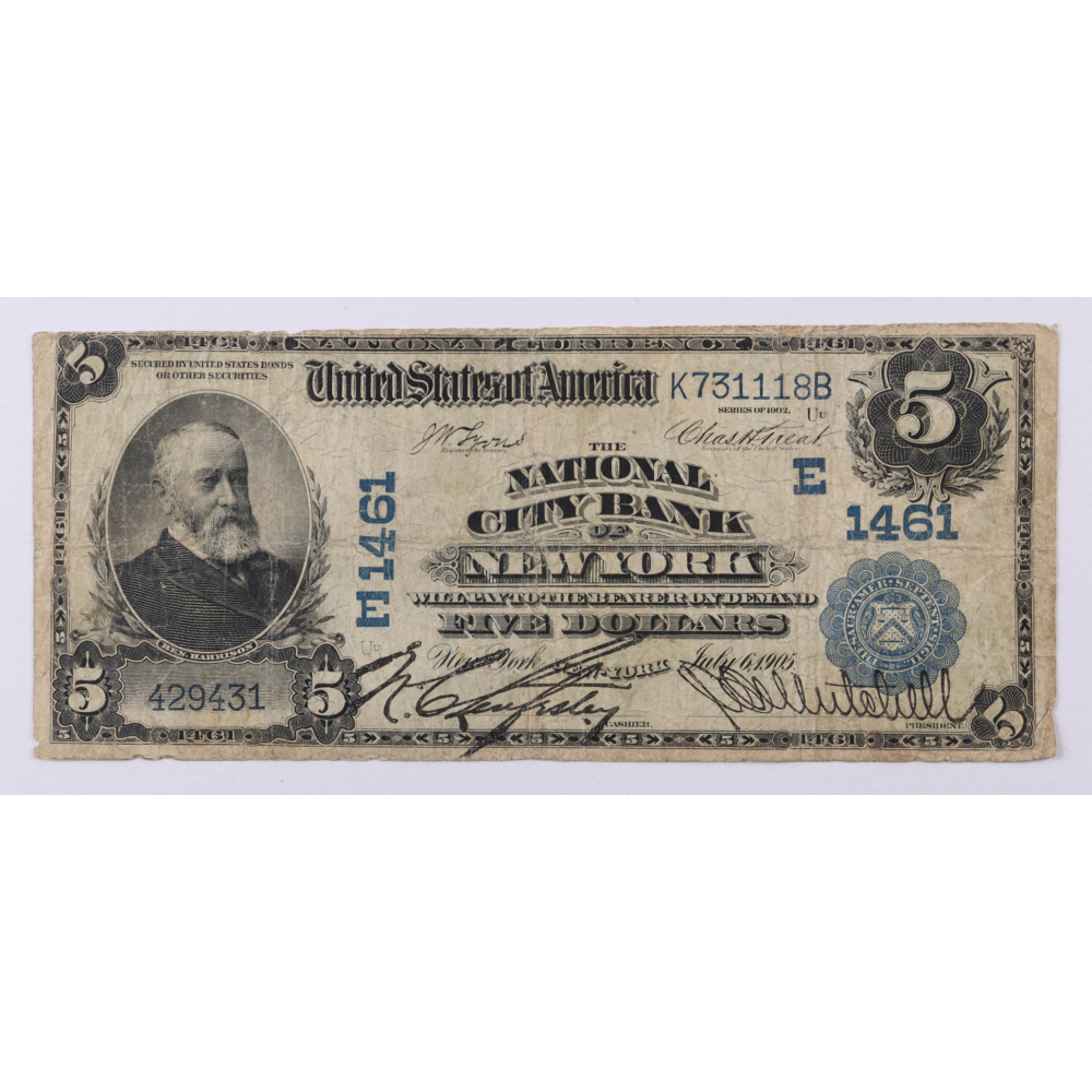 1905 $5 Five Dollar U.S. Bank Note | Pristine Auction