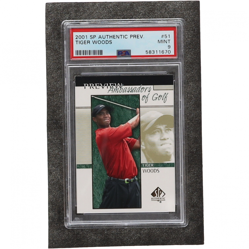 Tiger Woods 2001 SP Authentic Preview #51 AG (PSA 9) | Pristine Auction