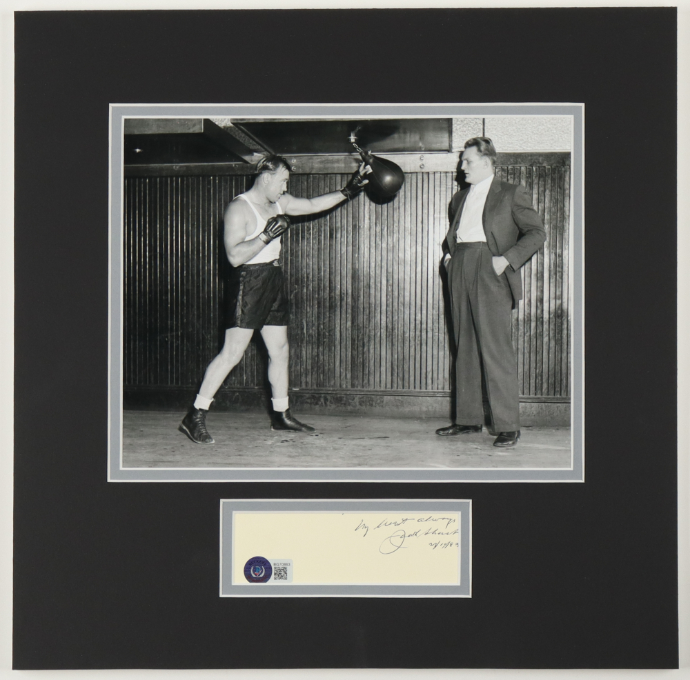 Jack Sharkey Signed Custom Matted Cut Display Inscribed "Best Wishes ...