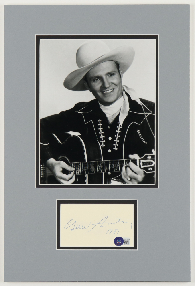 Gene Autry Signed Custom Matted Cut Display Inscribed "1981" (Beckett ...