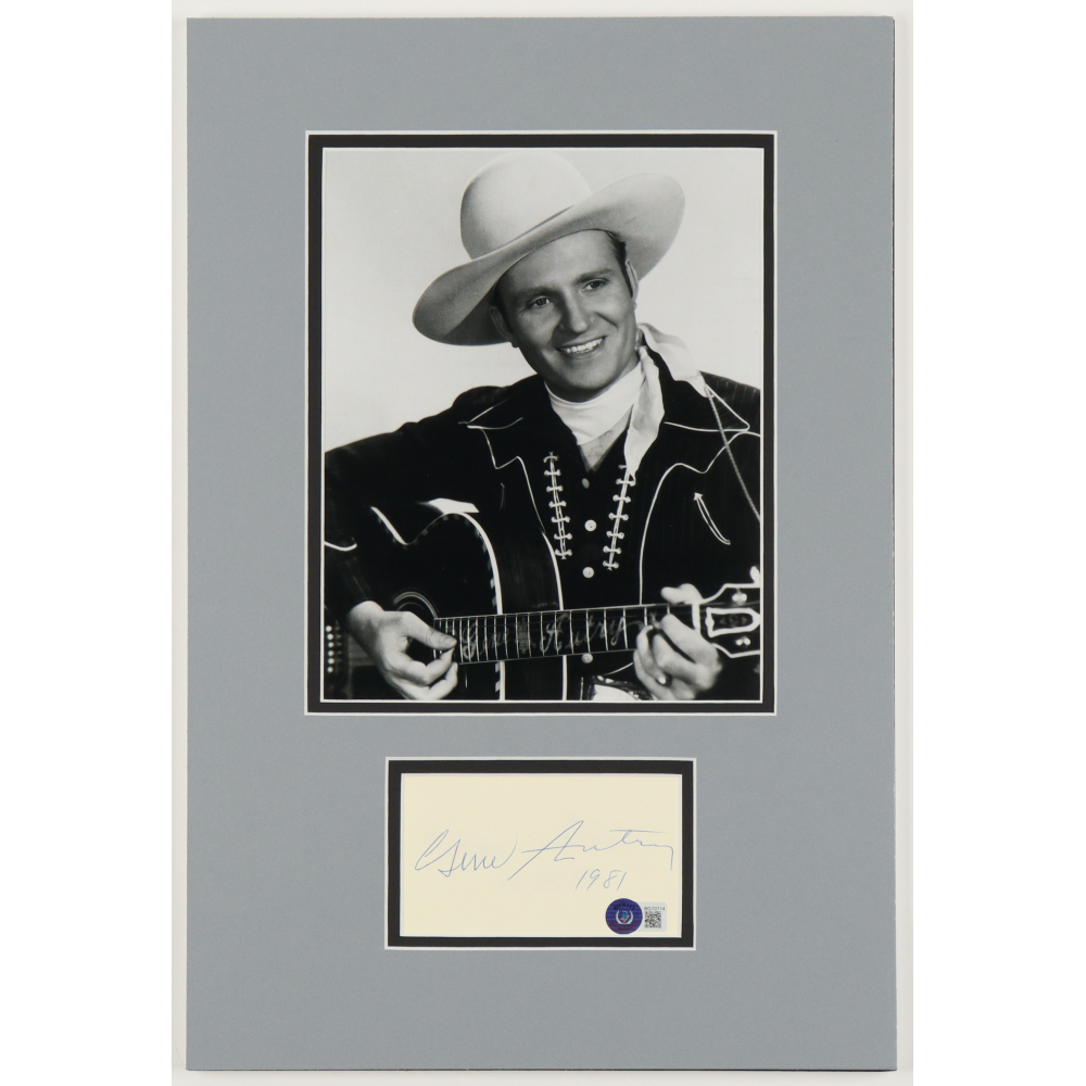Gene Autry Signed Custom Matted Cut Display Inscribed "1981" (Beckett ...