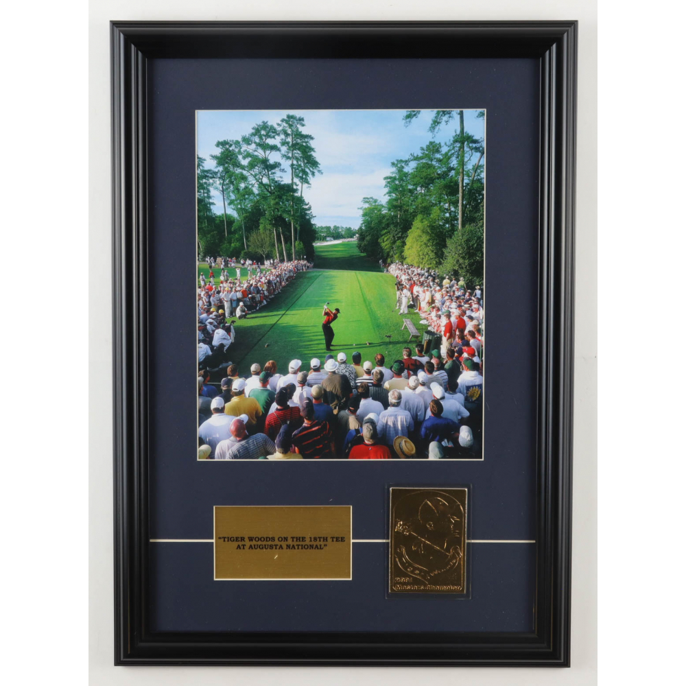 Tiger Woods Custom Framed Photo Display with 2001 Masters Champion 22KT ...