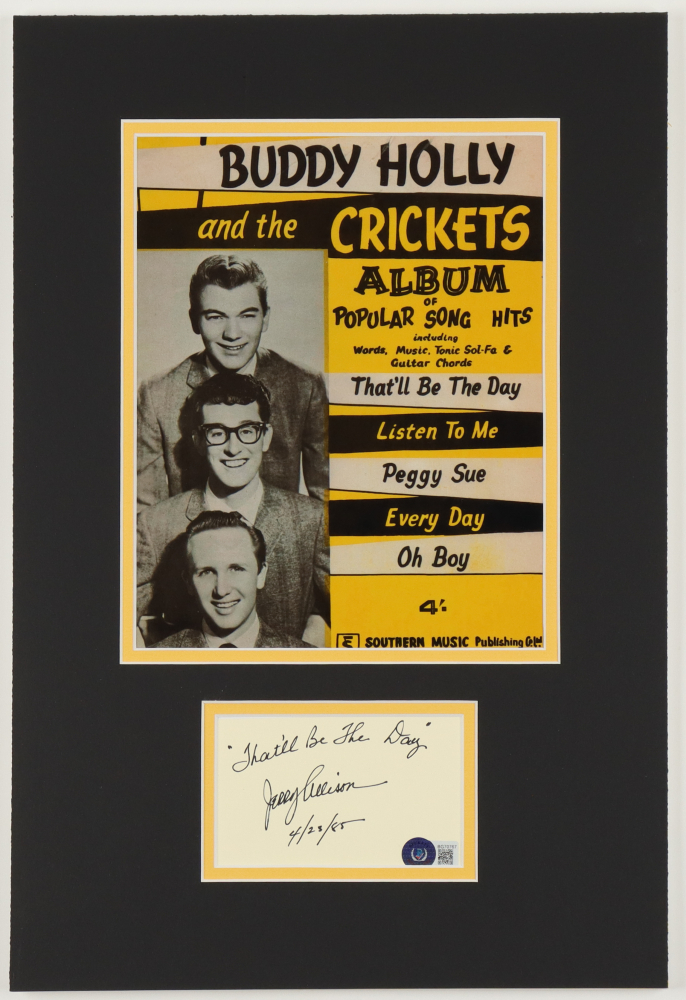 Jerry Allison Signed "Buddy Holly and the Crickets" Custom Matted Cut ...