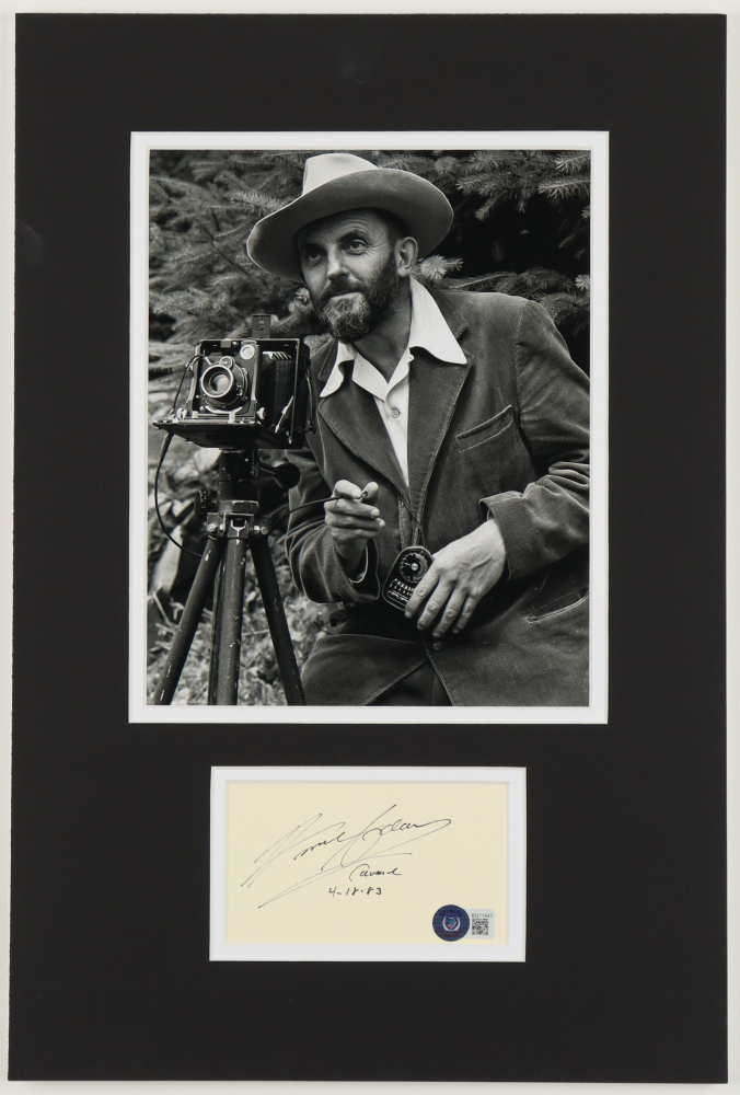 Ansel Adams Signed Custom Matted Cut Display Inscribed "4-18-83 ...