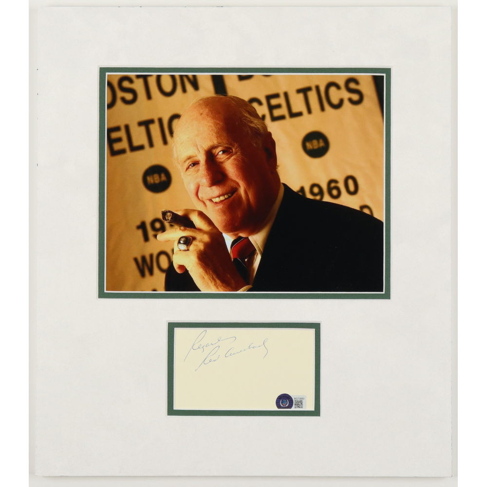 Red Auerbach Signed Celtics Custom Matted Cut Display Inscribed ...