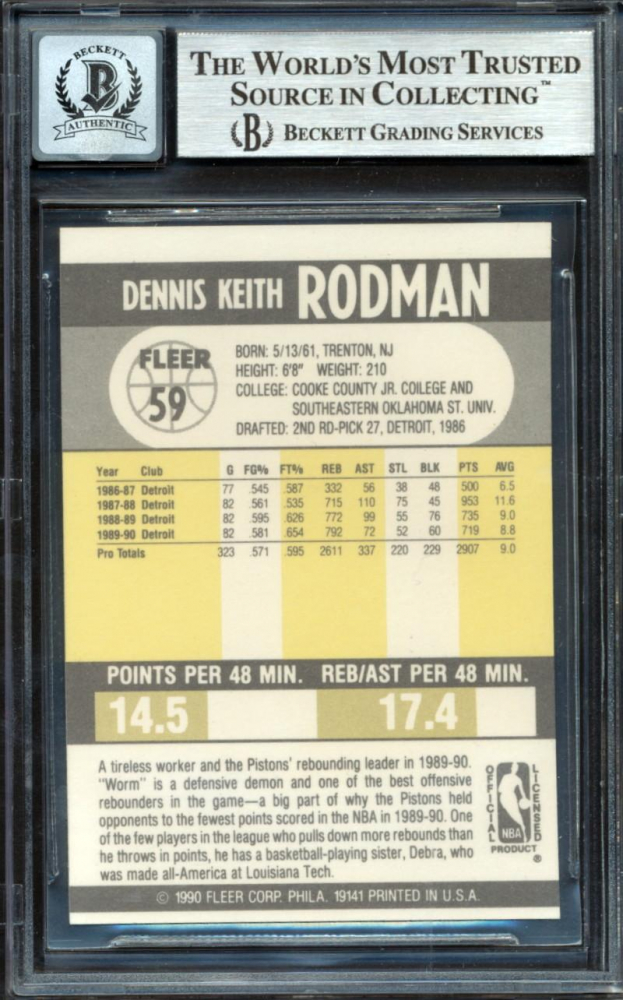 Dennis Rodman Signed 1990-91 Fleer #59 (BGS) | Pristine Auction
