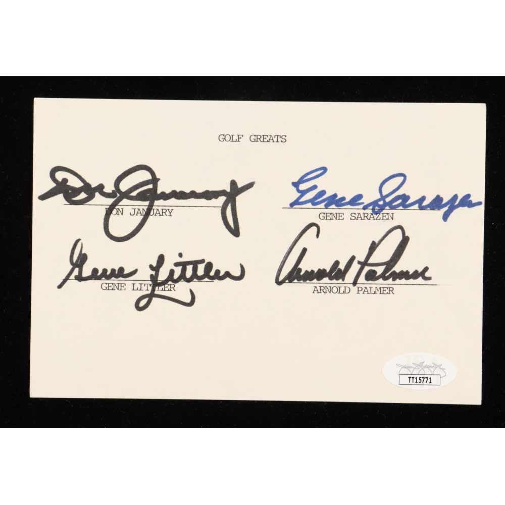 "Golf Greats" 4x6 Index Card Signed By (4) with Arnold Palmer, Don ...