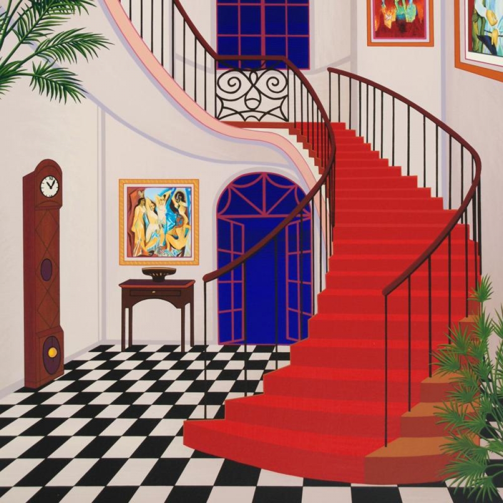 Fanch Ledan Signed "Interior with Red Staircase" Limited Edition 25x36 ...
