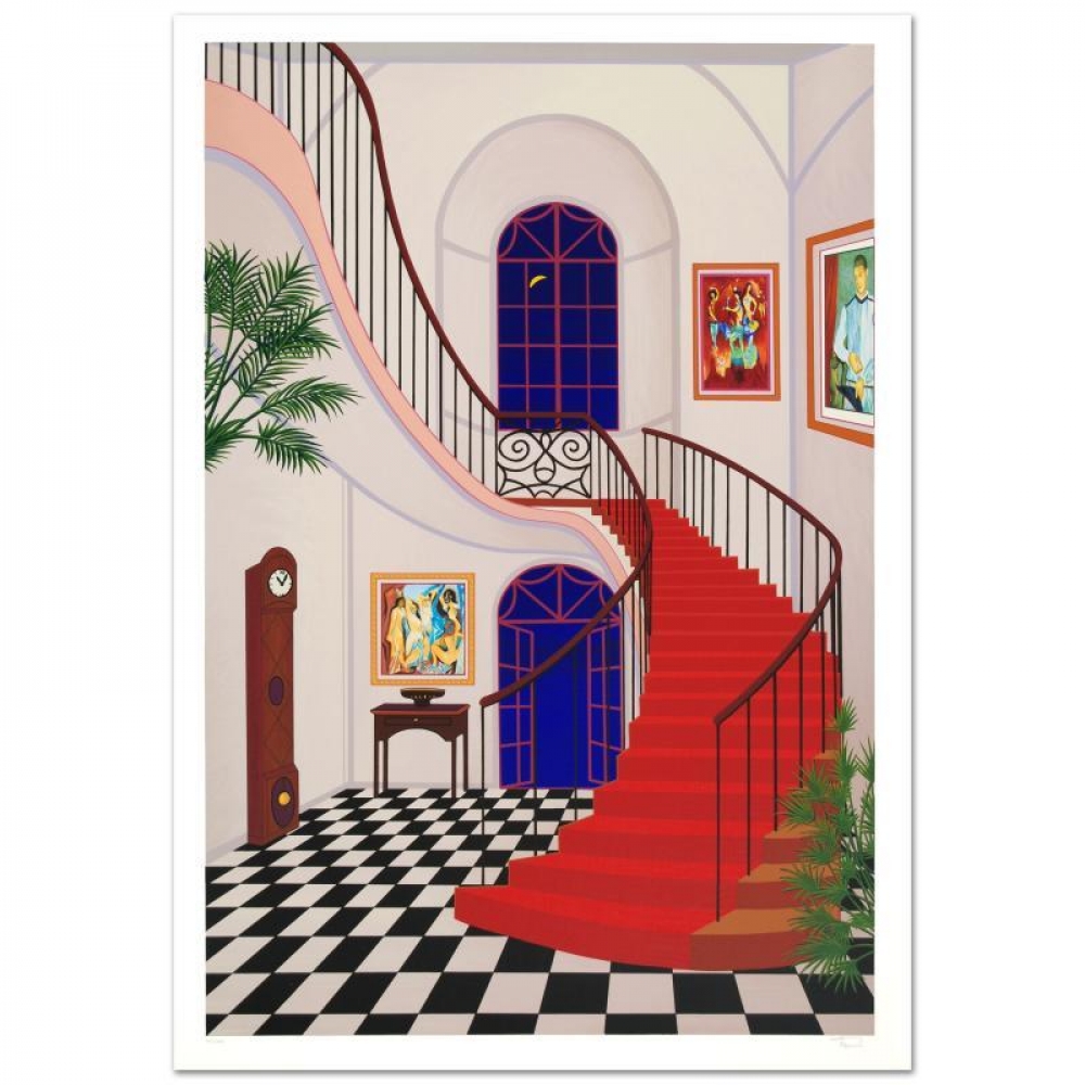 Fanch Ledan Signed "Interior with Red Staircase" Limited Edition 25x36 ...