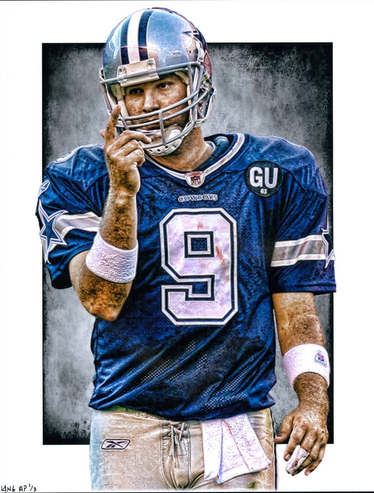 Tony Romo Cowboys Limited Edition 11" x 14" Signed Art Print by Jeff ...
