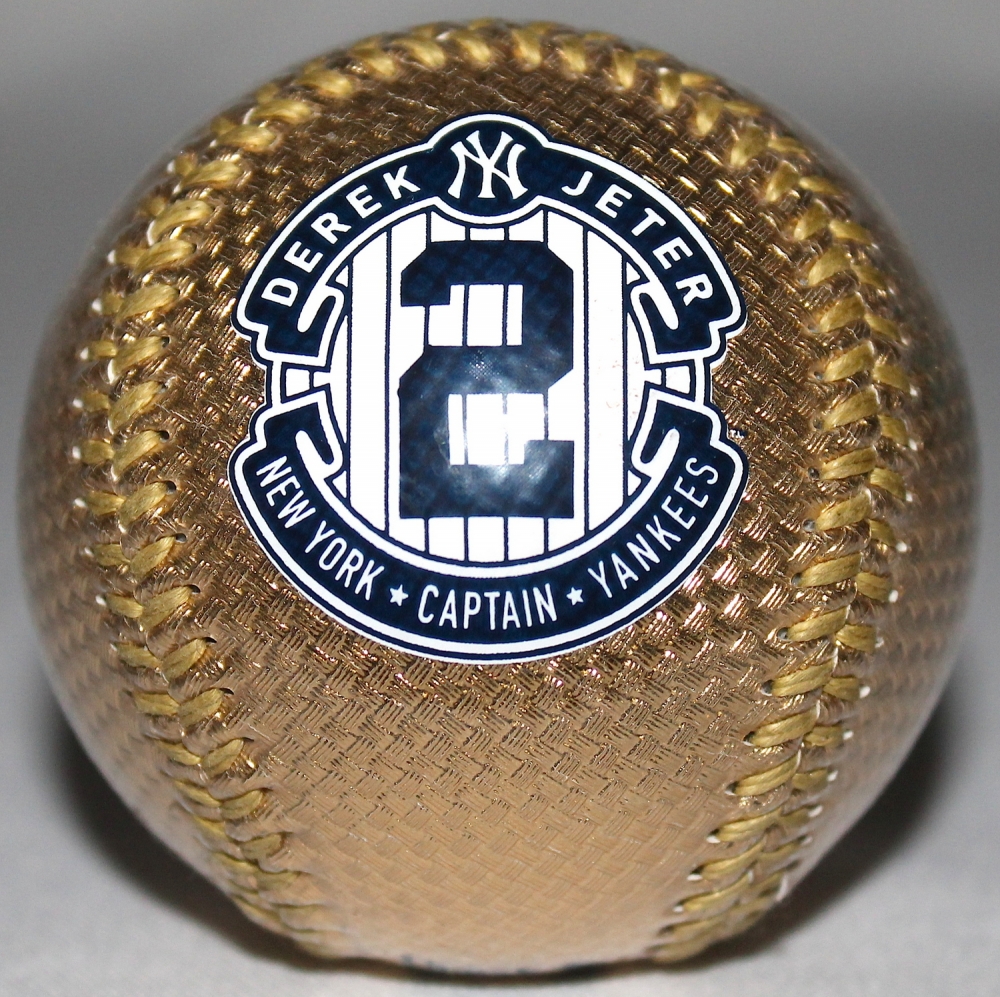Derek Jeter New York Yankees Gold Commemorative Baseball with "Captain ...
