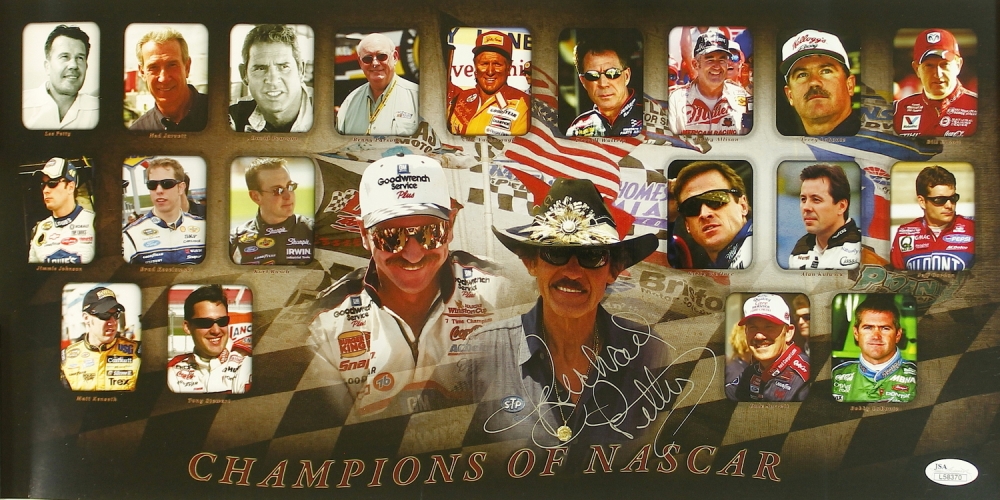 Richard Petty Signed "Champions of Nascar" 10x20 Nascar Poster (JSA COA ...