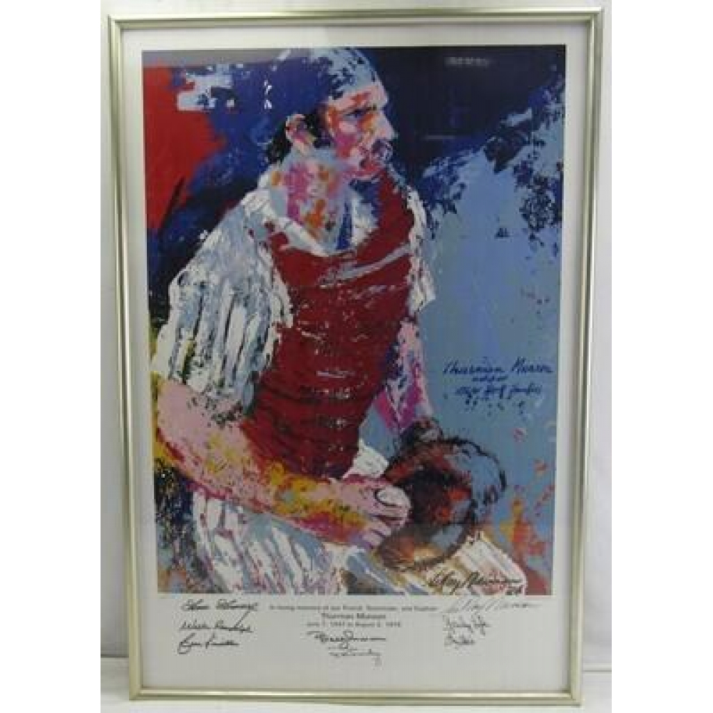 Commemorative "Thurman Munson" Yankees Custom Framed Print Signed by (8 ...