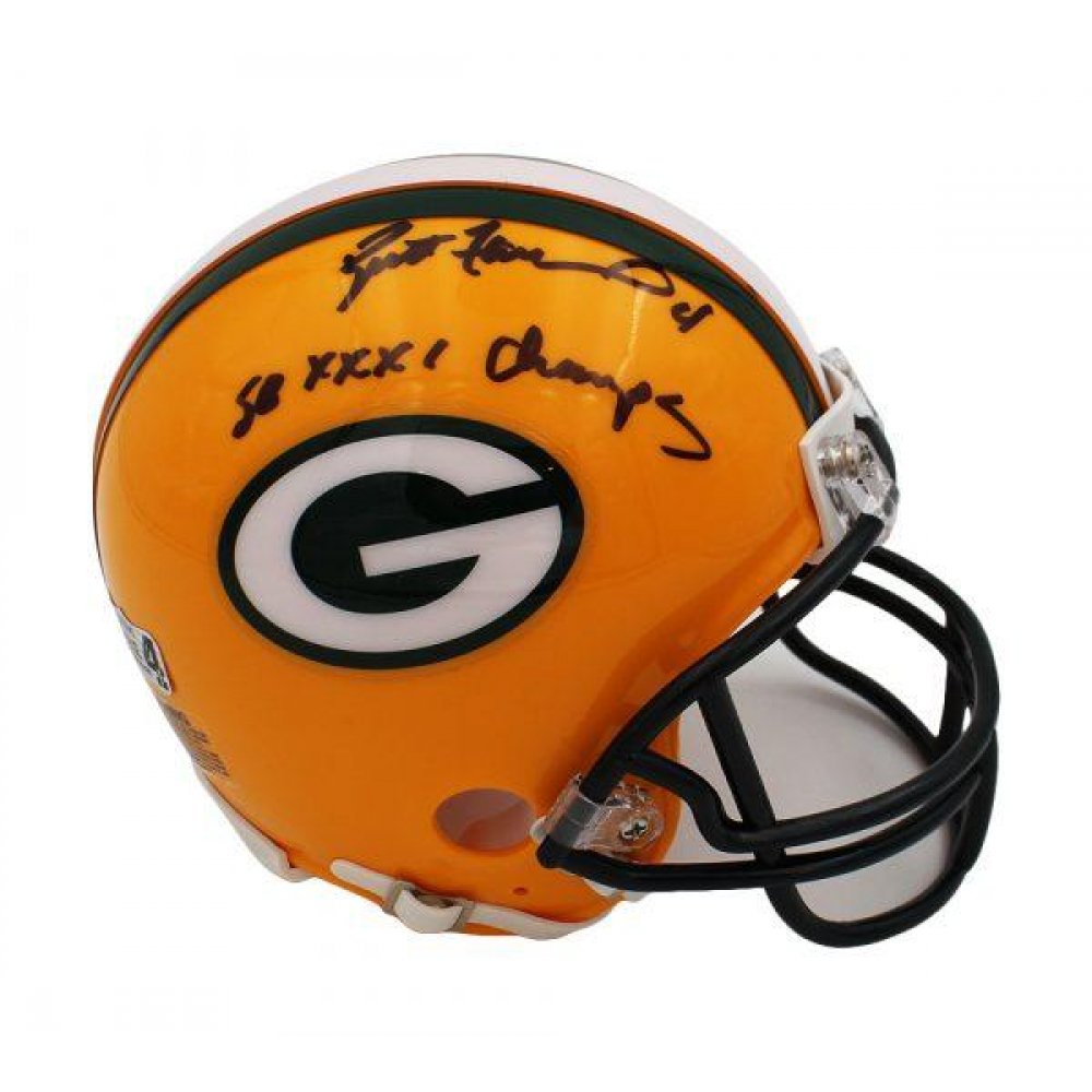 Brett Favre Signed Packers Mini Helmet Inscribed "SB XXXI Champs ...
