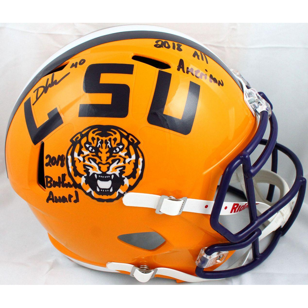 Devin White Signed LSU Tigers Full-Size Speed Helmet Inscribed "2018 ...