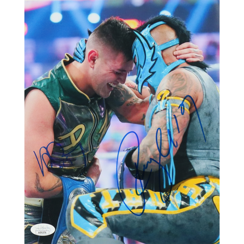 Rey Mysterio & Dominik Mysterio Signed 8x10 Photo (JSA) | Pristine Auction