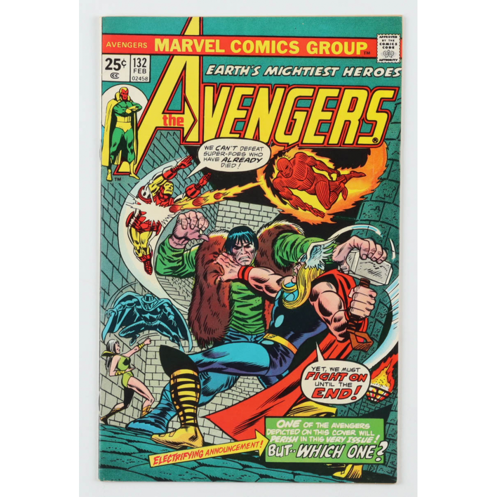 1975 The Avengers Issue 132 Marvel Comic Book Pristine Auction