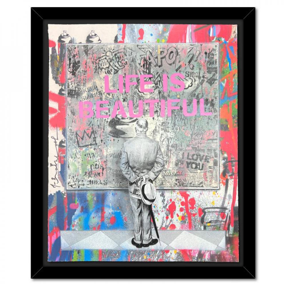 Mr. Brainwash Signed "Street Connoisseur - Life is Beautiful (Pink ...