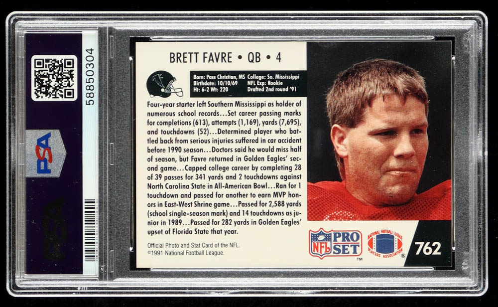 Brett Favre 1991 Pro Set #762 RC (PSA 7) | Pristine Auction