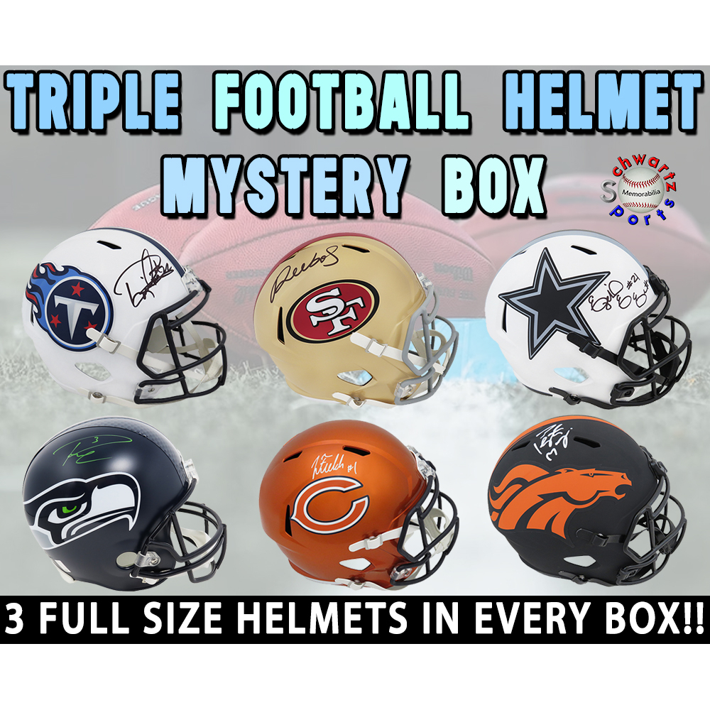 Schwartz Sports TRIPLE Full Size Football Helmet Signed Mystery Box ...