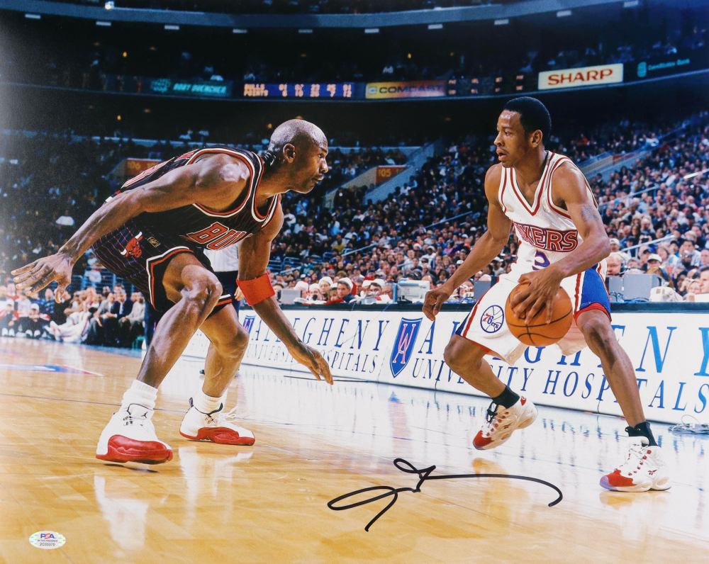 Allen Iverson Signed 76ers 16x20 Photo (PSA) | Pristine Auction