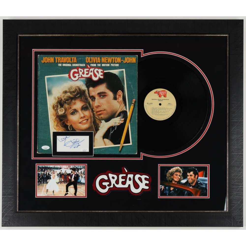 Olivia Newton-John and John Travolta Signed "Grease" Custom Framed Cut ...