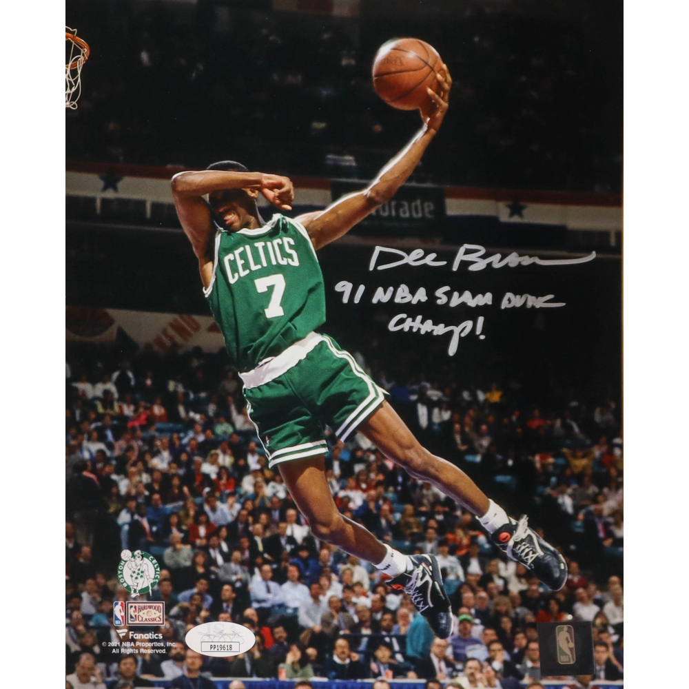 Dee Brown Signed Celtics 8x10 Photo Inscribed "91 NBA Slam Dunk Champ ...