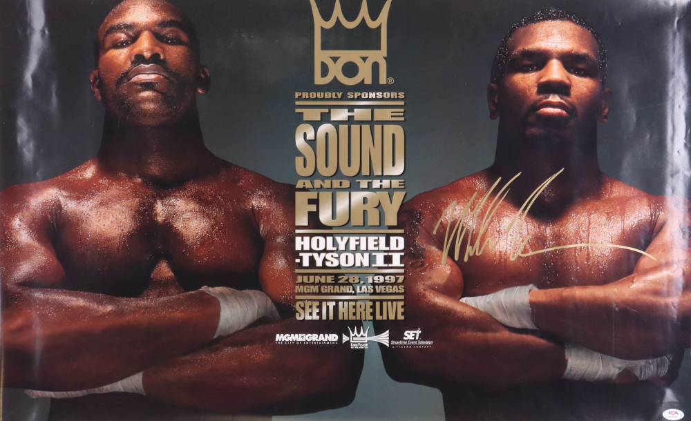 Mike Tyson Signed 18x27 Full Size XL 1997 MGM Grand Fight Ad Poster ...