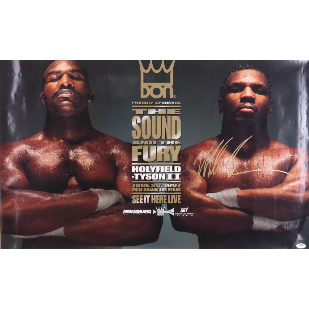 Mike Tyson Signed 18x27 Full Size XL 1997 MGM Grand Fight Ad Poster ...