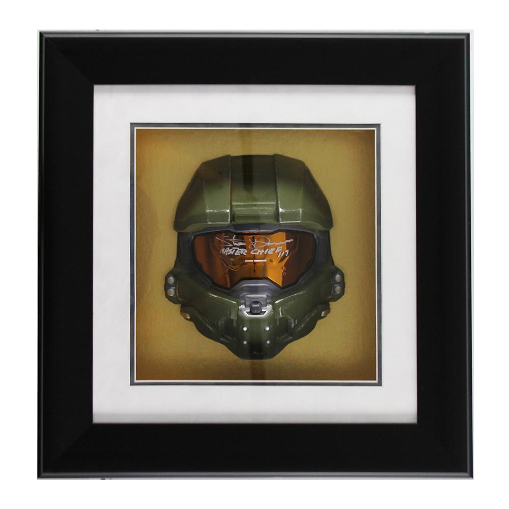 Steve Downes Signed "Halo" Master Chief Mask LED Shadowbox Framed ...