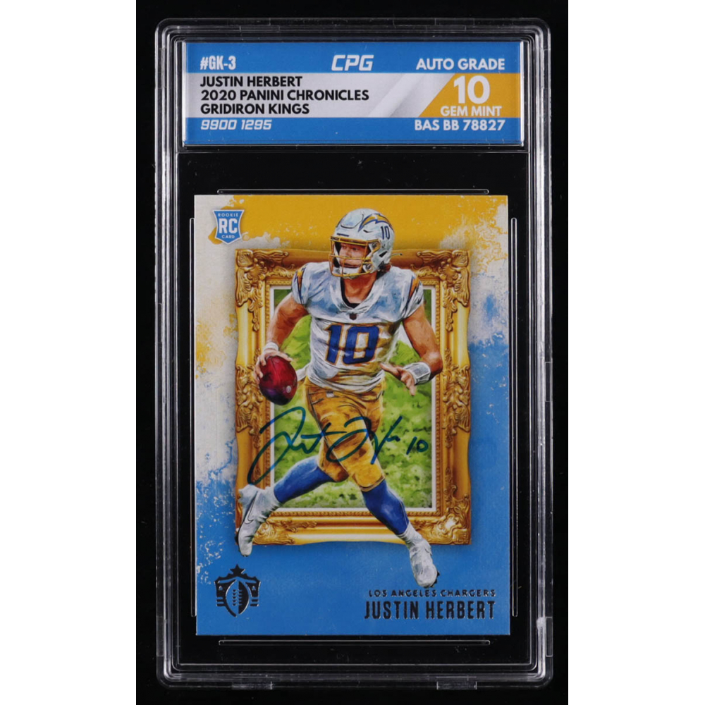 Justin Herbert Signed Sticker on 2020 Gridiron Kings #3 RC (CPG ...