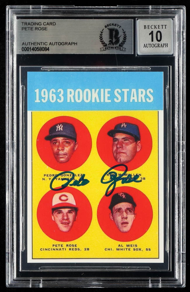 Pete Rose Signed 1963 Topps #537 Rookie Stars / Pedro Gonzalez / Ken ...