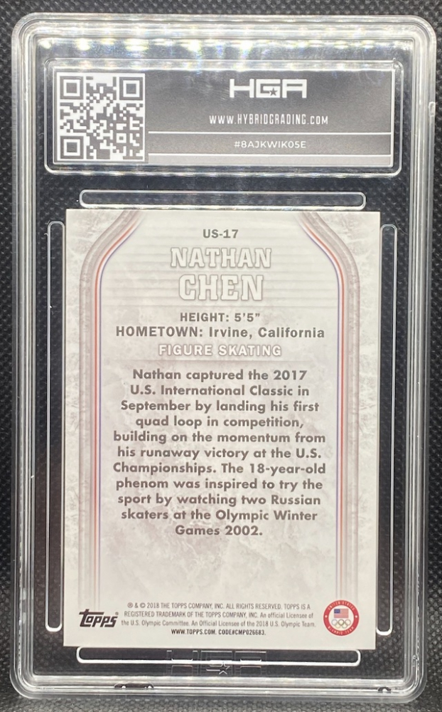 Nathan Chen 2018 Topps U.S. Olympic Team Bronze #US17 (HGA 9.5 ...