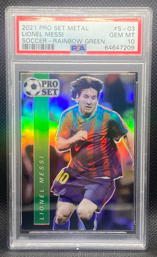 Lionel Messi 2021 Leaf Pro Set '91 Rainbow Green #S03 #12/25 (PSA 10 ...