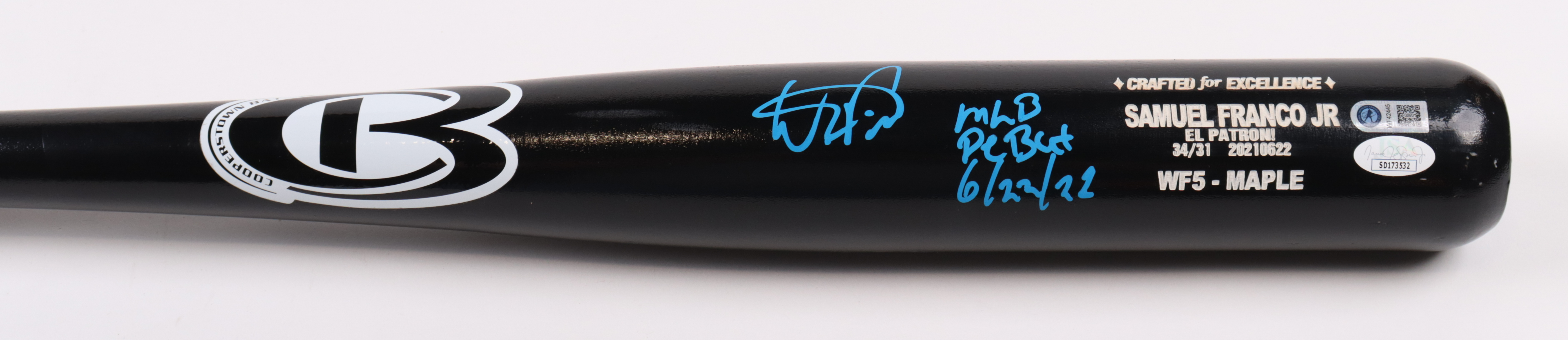 Wander Franco Signed Cooperstown Bat Player Model Baseball Bat ...