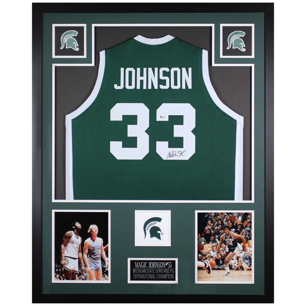 Magic Johnson Signed Custom Framed Jersey Display (Beckett) | Pristine Auction