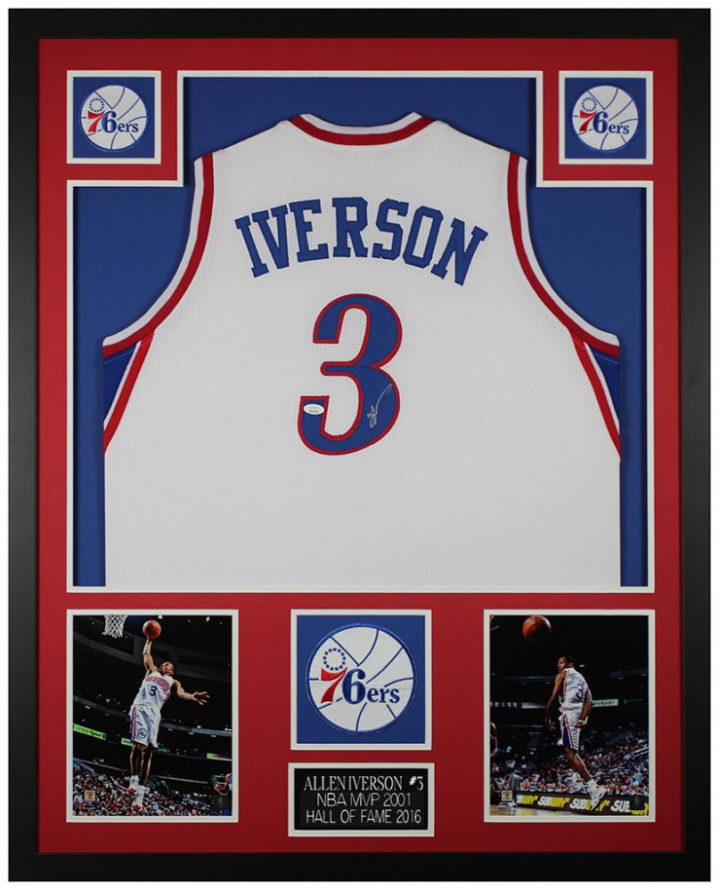 Allen Iverson Signed Custom Framed Jersey Display (JSA) | Pristine Auction