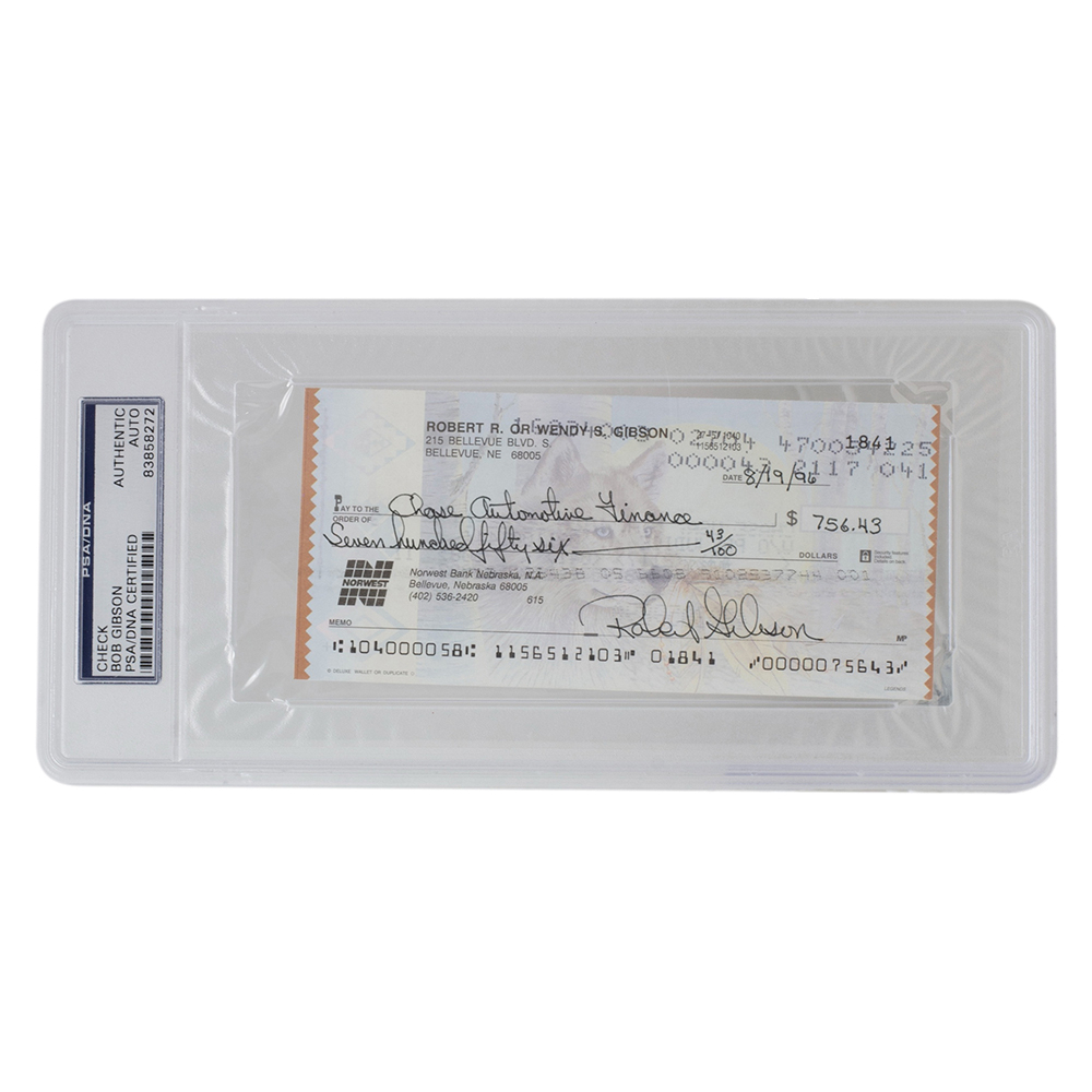 Bob Gibson Signed Personal Bank Check (PSA) | Pristine Auction